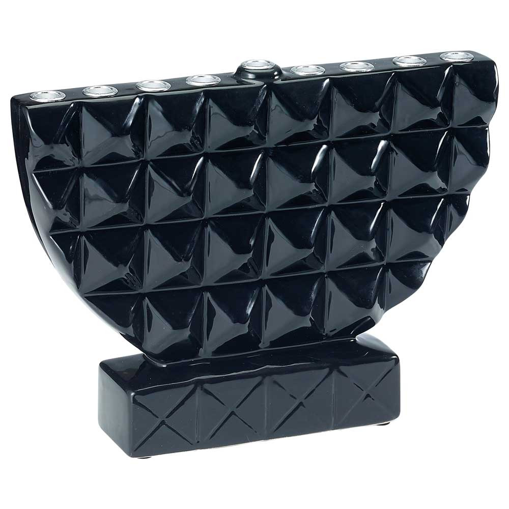 Hanukkah Gifts - Ultra-Modern Black Geometric Ceramic Menorah
