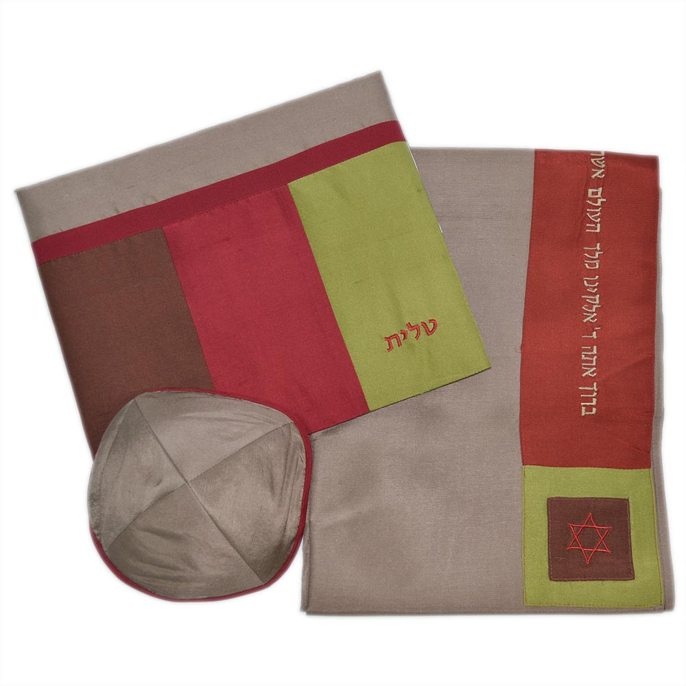 Zion Talis|Tallit|Earth Tone Israsilk 3 Piece Talis Set