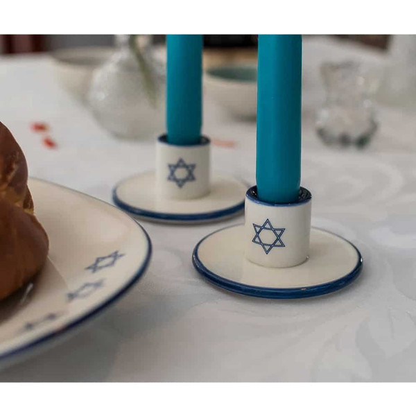 Ceramic Jewish Star Candlesticks