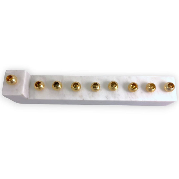 Modern White And Gold Marble Menorah