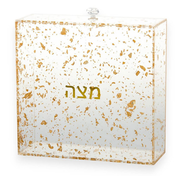 Gold Flakes Lucite Matzah Holder