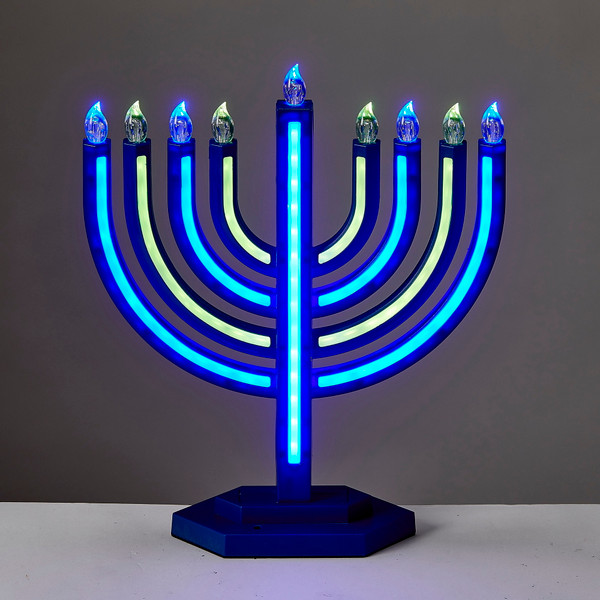 Navy LED Color Changing Lights Menorah