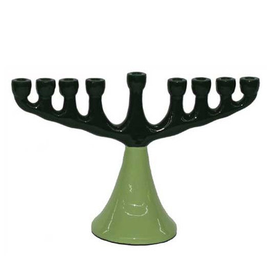 Two Tone Green Enamel Aluminum Menorah