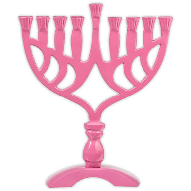 Pink Enamel Hanukkah Menorah