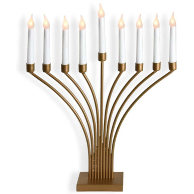 Tall Golden Flared Electric Menorah