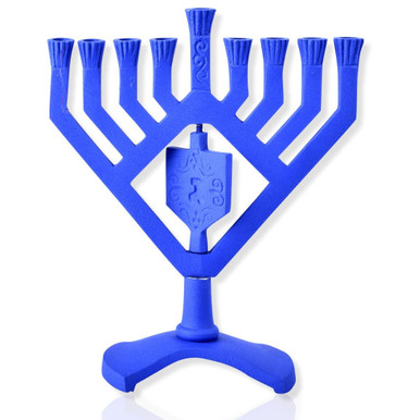 Blue Spinning Dreidel Menorah