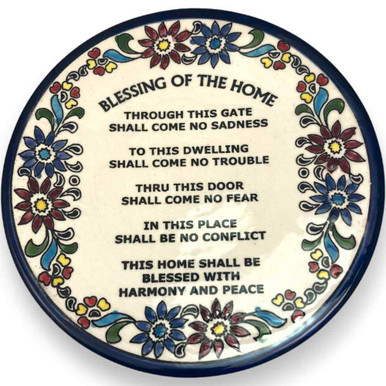 Painted Floral Home Blessing Plate