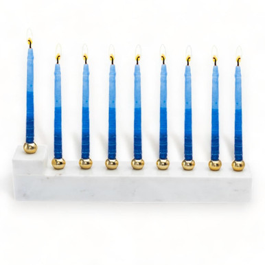 Modern White And Gold Marble Menorah