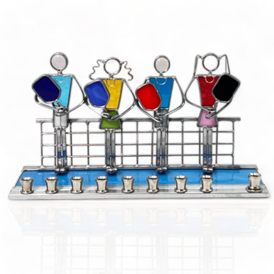 Stained Glass Pickleball Menorah
