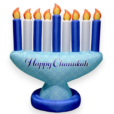 7 Ft Tall Hanukkah Blue & White Inflatable Menorah Lawn Decoration