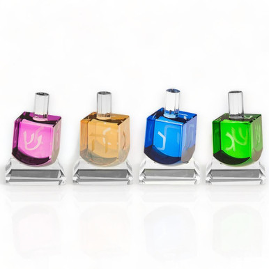 Set Of 4 Colorful Crystal Dreidels Gift Set