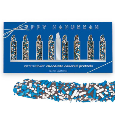 Happy Hanukkah Chocolate Sprinkle-Studded Pretzel Rods Gift Box