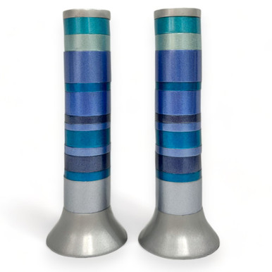 Tall Anodized Aluminum Shabbat Candlesticks