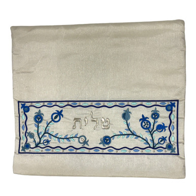 Blue Pomegranates Embroidered Talis Bag