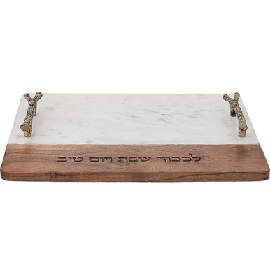 Wood And Marble Stone Challah Board