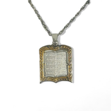 Two-Tone Sterling Silver 10 Commandments Necklace
