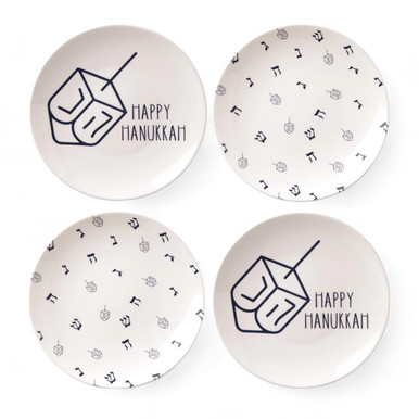 Set Of Four Ceramic Hanukkah Plates