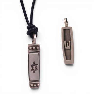 Modern Men's Sterling Silver Mezuzah Necklace
