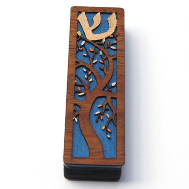 Precision-Cut Tree Of Life Wood And Metal Mezuzah