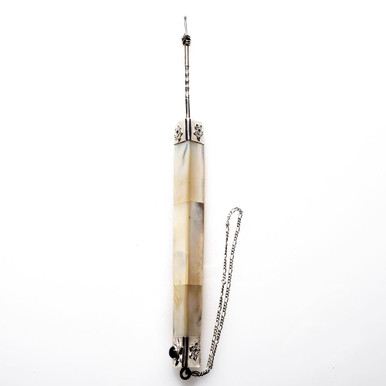 Jewish Gifts-Judaica-Triangular Torah Pointer Silver Mother Of Pearl