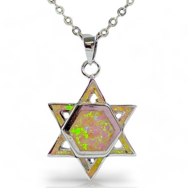 Iridescent Pink Jewish Star