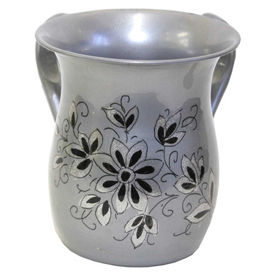 Silver Floral Hand Washing Cup