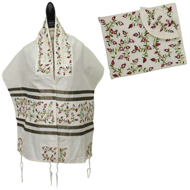 Silk Embroidered Pomegranates Talis Set