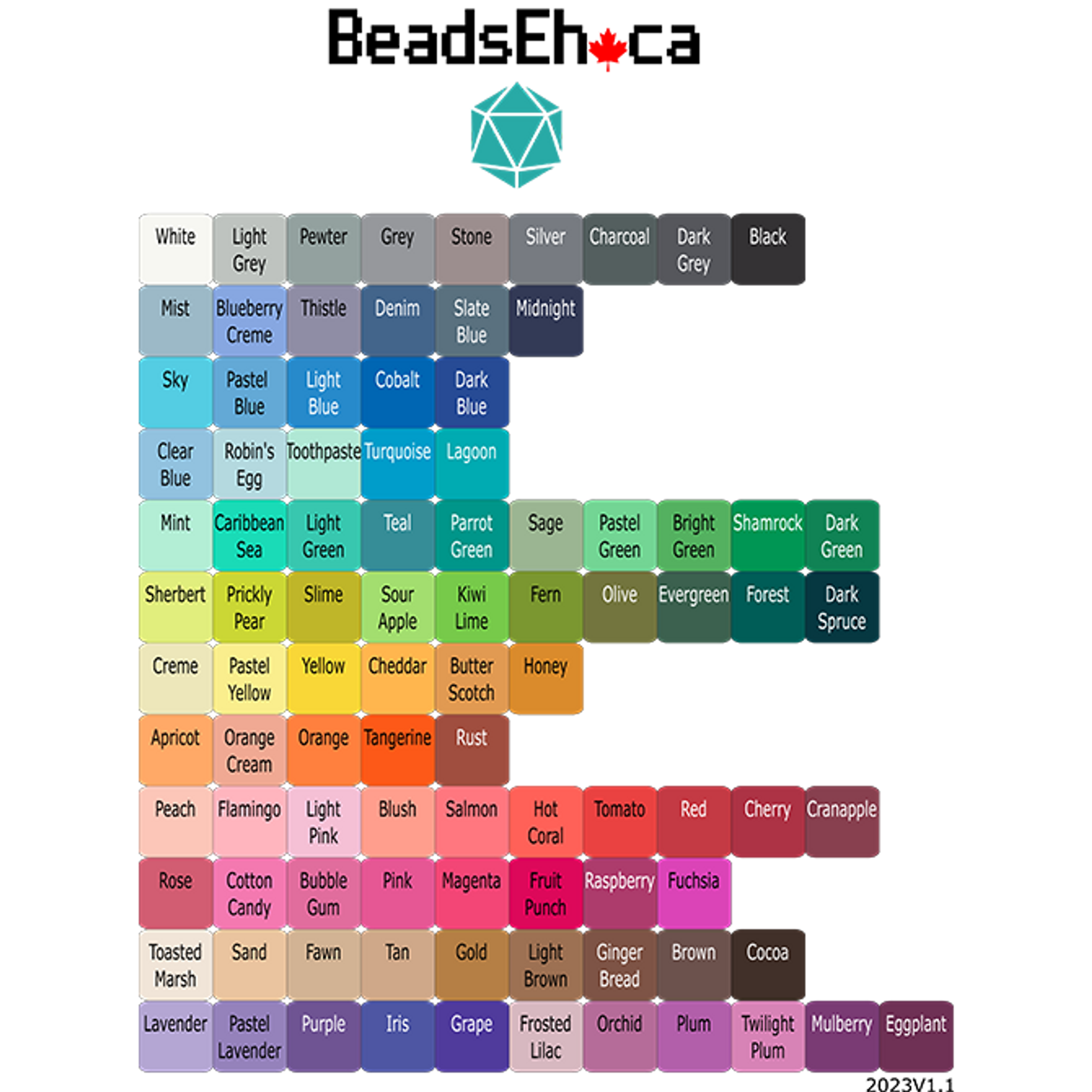 Artkal Physical Colour Chart Type C Mini Beads Gradient