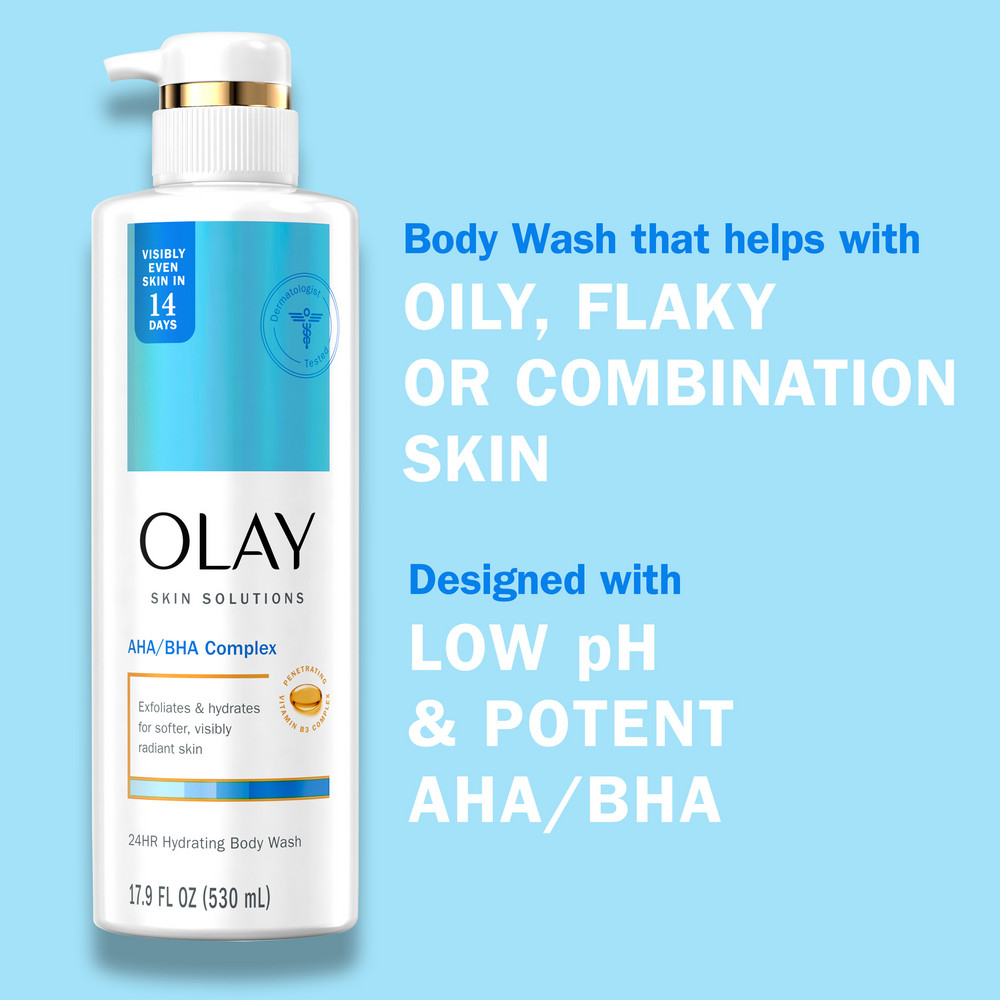 Olay Skin Solutions Body Wash with AHA/BHA Complex, 17.9 fl oz ...