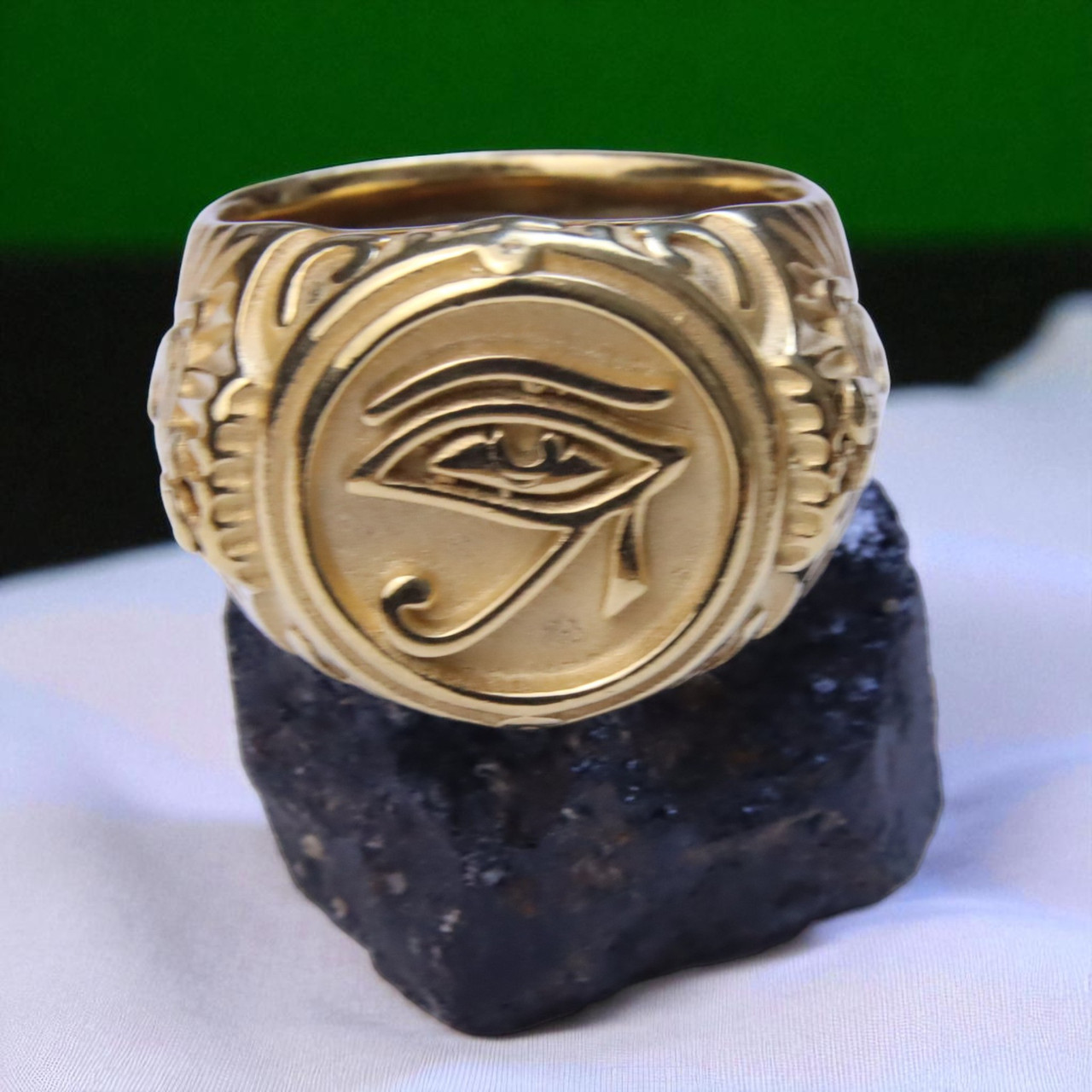 Eye of Ra BOYBEADS Mens Custom Stainless Steel Egyptian Pharaoh Ring ...