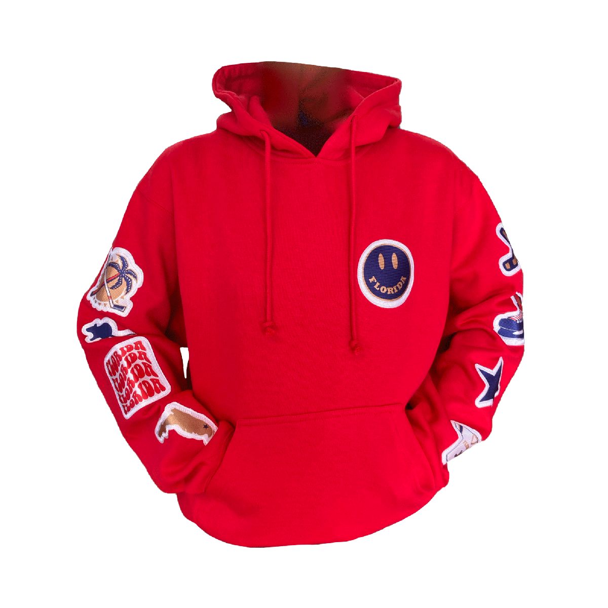 Florida Panthers Leaping Cat Patches Hooded Sweatshirt - FLA TEAM SHOP