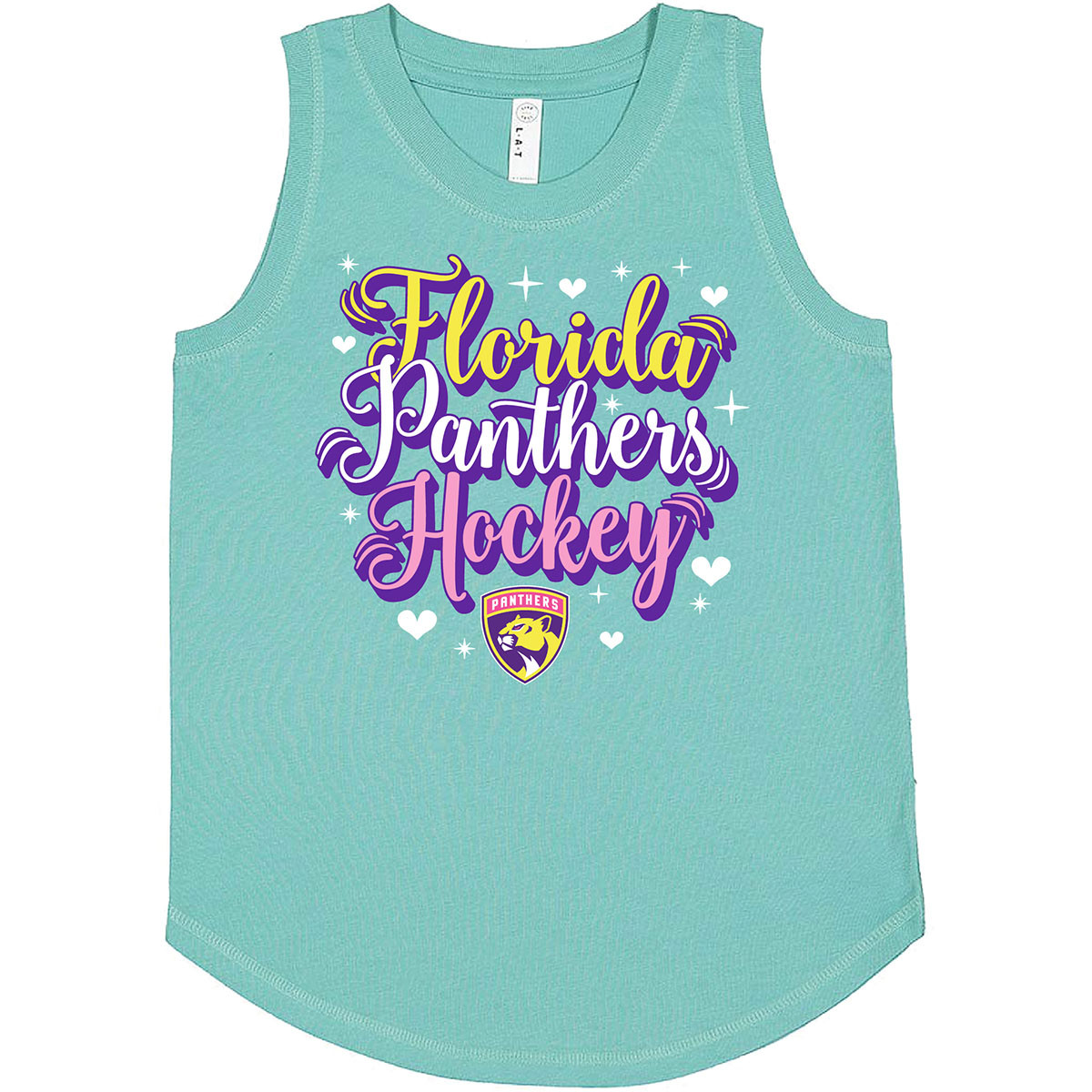 Florida Panthers Youth Girls Script Hearts Relaxed Tank - FLA TEAM SHOP