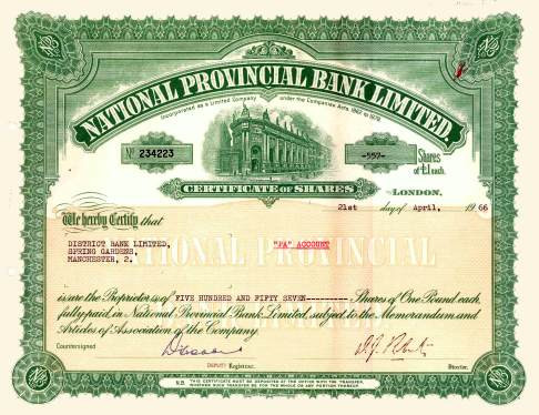 National Provincial Bank Limited - Scripophily.com | Collect Stocks and ...