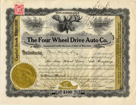Four Wheel Drive Auto Co. (First US four wheel drive vehicle ...