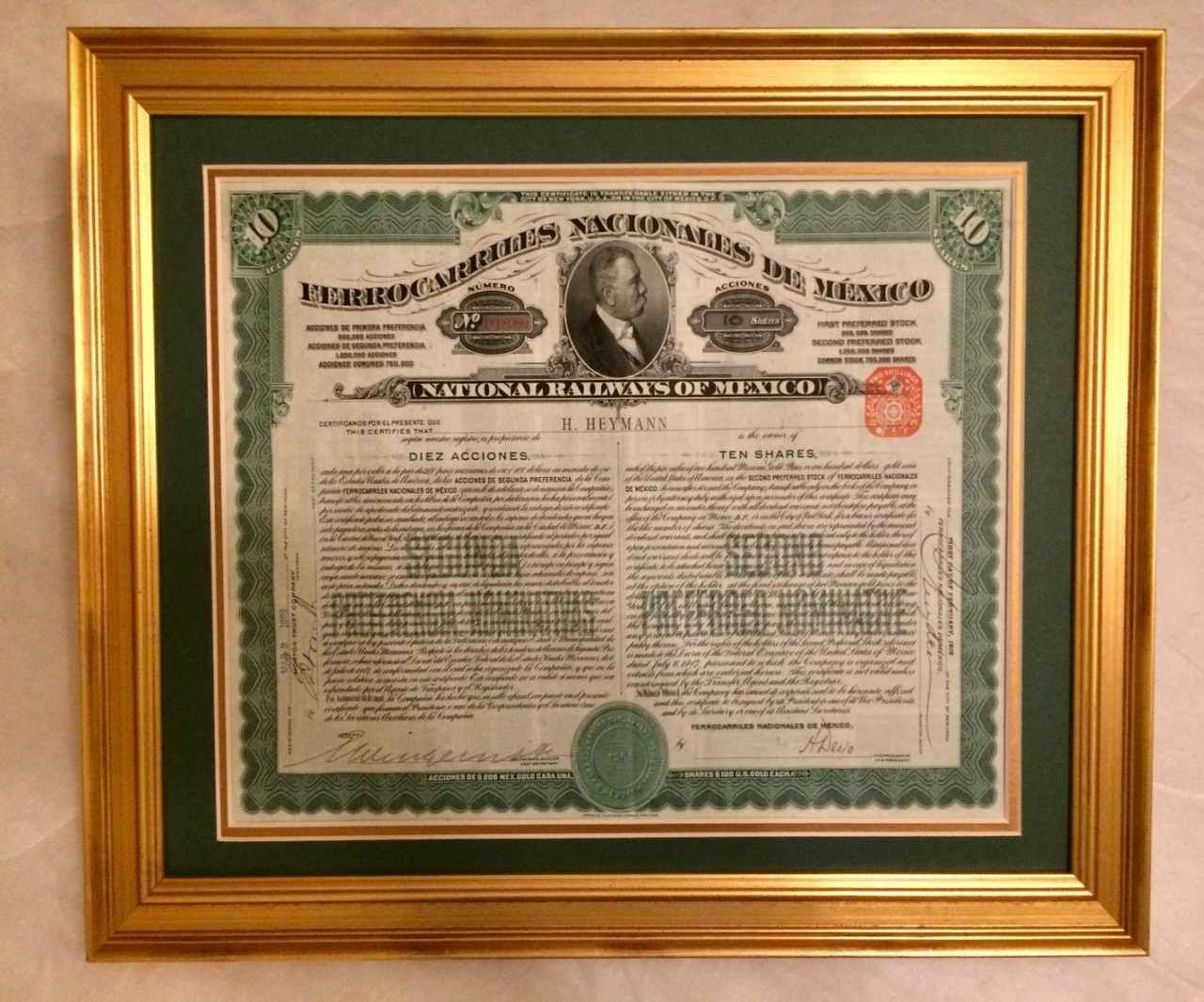 Classic Frame - One Certificate (Frame Size 14" x 18") - Scripophily ...