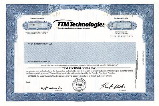 TTM Technologies - Delaware - Scripophily.com | Collect Stocks and ...