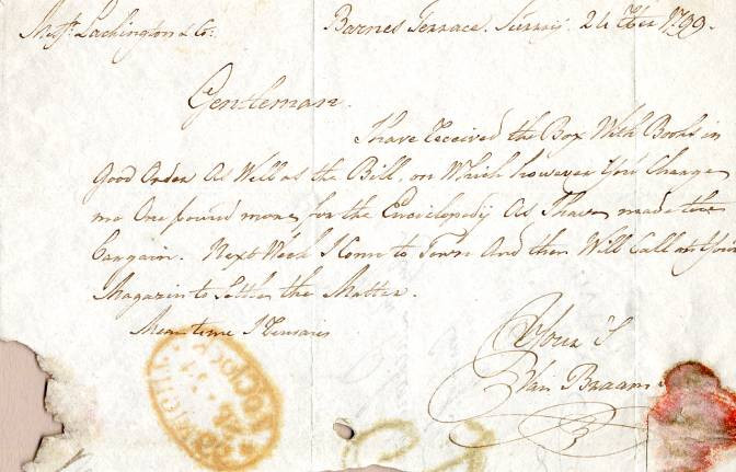 Letter from 1799 - Barnes Terrace - London, England - Scripophily.com ...