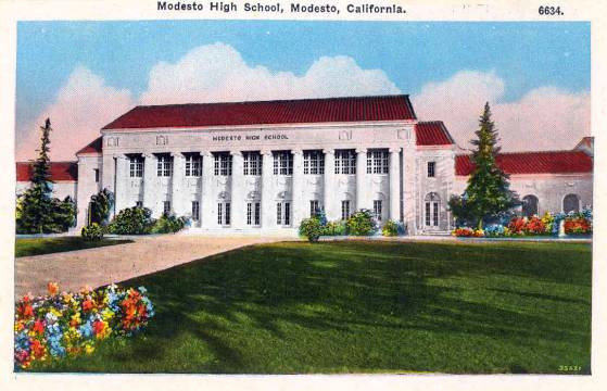 Modesto High School, Modesto, California Postcard - Scripophily.com ...