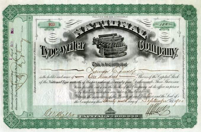 National Typewriter Company 1900 - Rare Early Typewriter Vignette ...