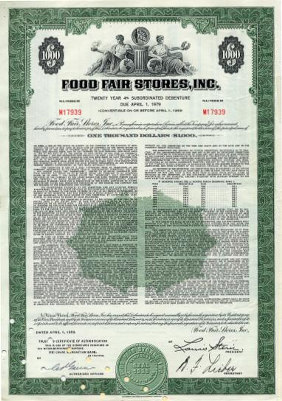 Food Fair Stores Inc Pennsylvania 1959 Scripophily Collect food-fair-stores-inc-pennsylvania-1959-scripophily-collect