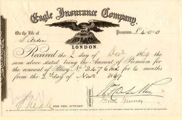 Eagle Insurance Company - England 1869 - Scripophily.com | Collect ...