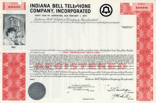 Indiana Bell Telephone Company - 1970 Specimen - Scripophily.com ...