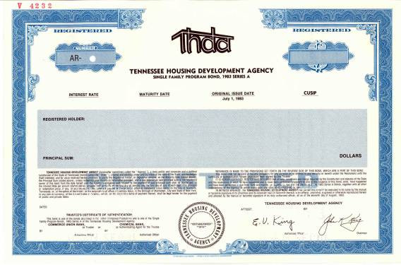 Tennessee Housing Development Agency (THDA) - Scripophily.com | Collect ...