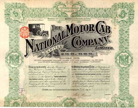 National Motor Cab Company 1910 - Great Old Cab Vignette - England ...