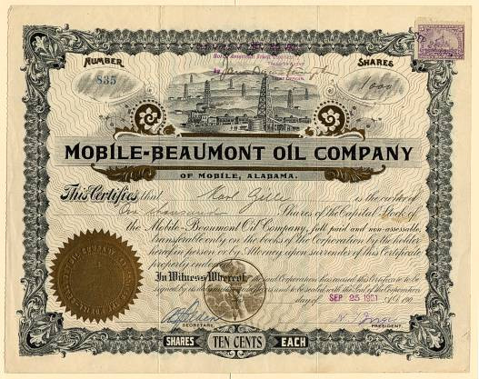 Mobile-Beaumont Oil Company - Mobile, Alabama 1901 - Scripophily.com ...