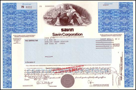 Savin Corporation - Scripophily.com | Collect Stocks and Bonds | Old ...