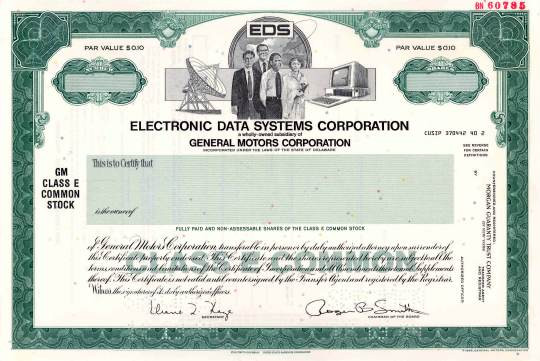 Electronic Data Systems Corporation Eds Scripophily Collect