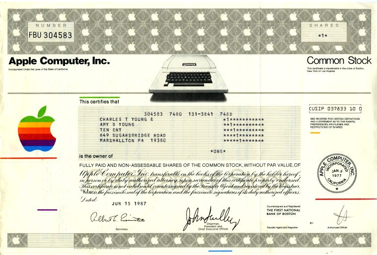 Apple Computer, Inc. (First Certificate Type with Apple II) with John ...