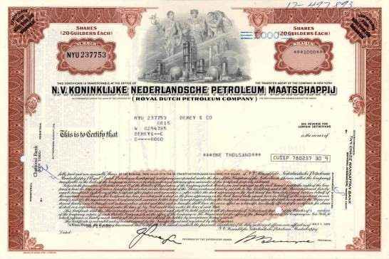 Royal Dutch Petroleum Company ( Shell Oil ) - Scripophily.com | Collect ...