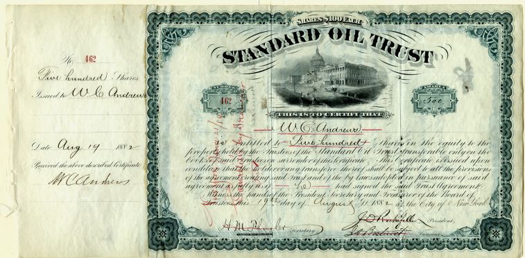 Standard Oil Trust - Signatures of John. D. Rockefeller, Henry M ...